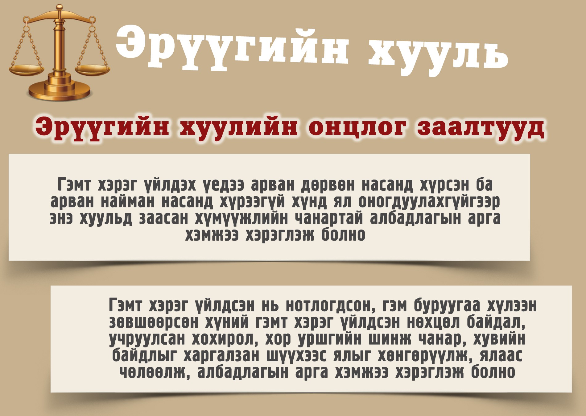 Долдугаар сарын 1 нээс хэрэгжих Эрүүгийн хуулийн онцлох заалтууд